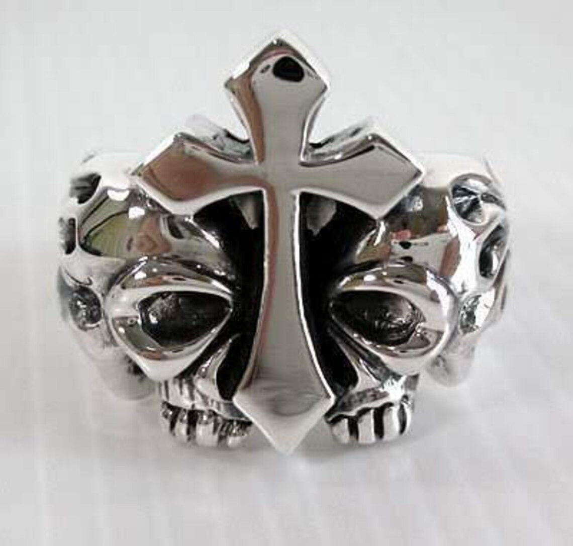 Sterling Silver Flame Ring Skull Ring Cross Ring Flame - Etsy