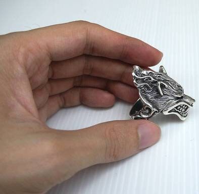 Werewolf Ring Silver Wolf Ring Mens Silver Ring Wolf Head | Etsy
