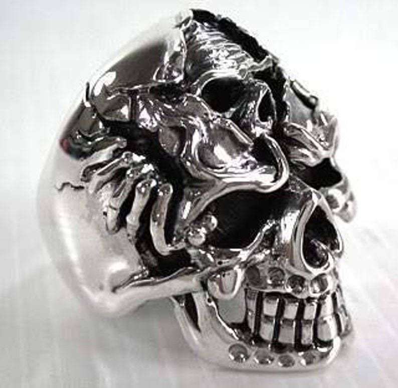 Devil Skull Ring Sterling 925 Silver Skull Ring Men's | Etsy