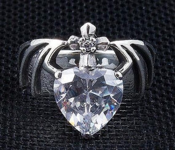 Angel Wings Ring Diamond Heart Wings Ring Gothic Ring Love | Etsy