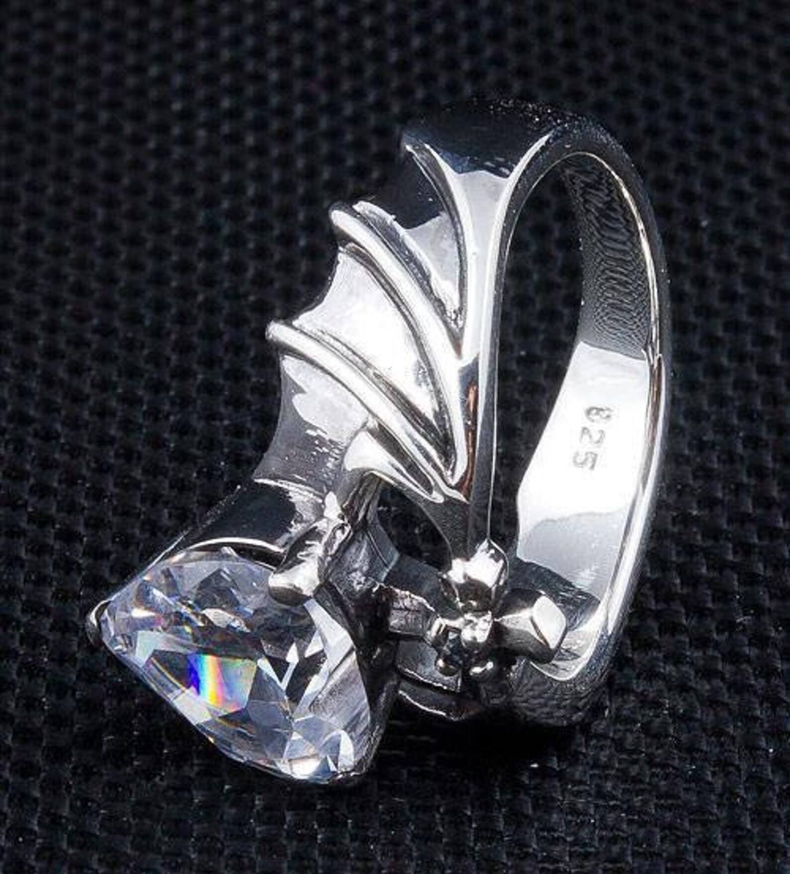 Angel Wings Ring Diamond Heart Wings Ring Gothic Ring Love | Etsy