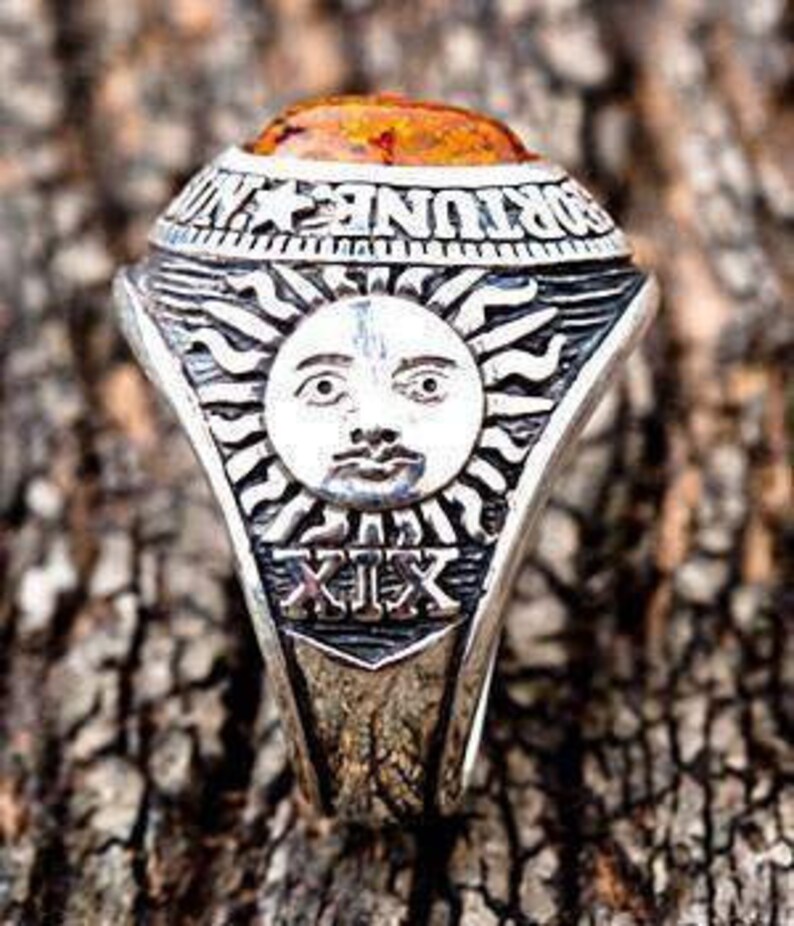 Amulet Amber Mens Ring Amulet Ring Amber Ring Sterling - Etsy