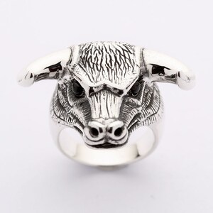 Taurus Ring, Bull Ring, Bull Head, Animal Ring, Sterling Silver Ring by ...