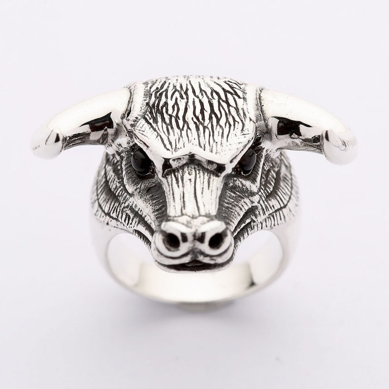 Taurus Ring Bull Ring Bull Head Animal Ring Sterling | Etsy