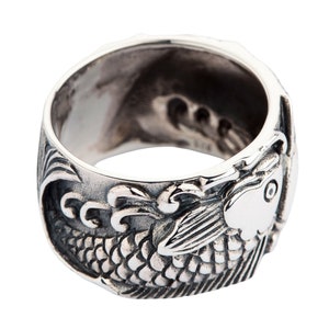 Japanese Koi Wedding Bands, 925 Sterling Silver Ring, Koi Tattoo Fish Carp Ring by Sterlingmalee ...