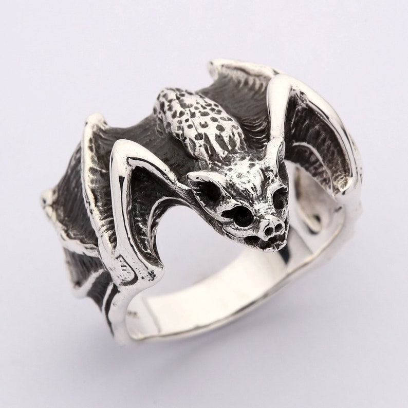 Bat Ring Sterling Silver Animal Ring Wings Ring Vampire - Etsy
