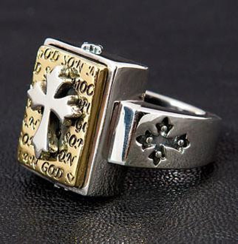 14K Yellow Gold Cross Ring Men's Yellow Gold Ring - Etsy