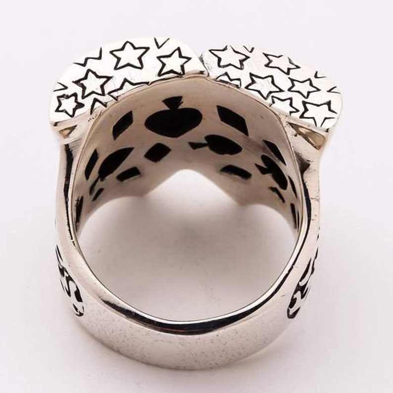 Joker Ring Clown Ring Sterling Silver Skull Ring Gothic - Etsy