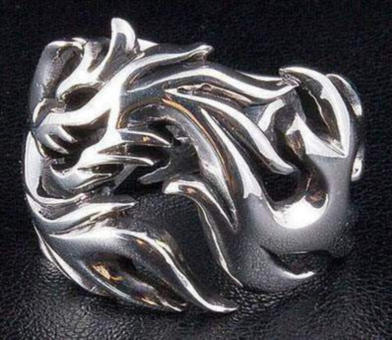 Silver Wolf Ring Dragon Ring Men's Tribal Ring Wolf - Etsy
