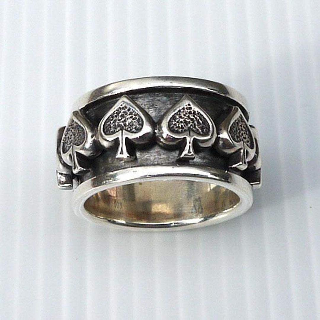 Sterling 925 Silver Spade Spinner Ring - Etsy