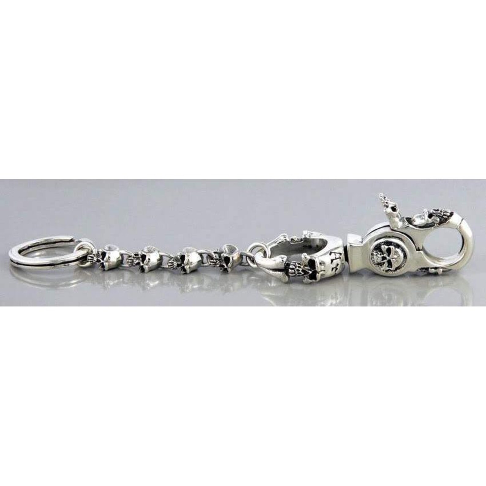 925 Sterling Silver Devil Skull Keychain Gothic Biker Key - Etsy