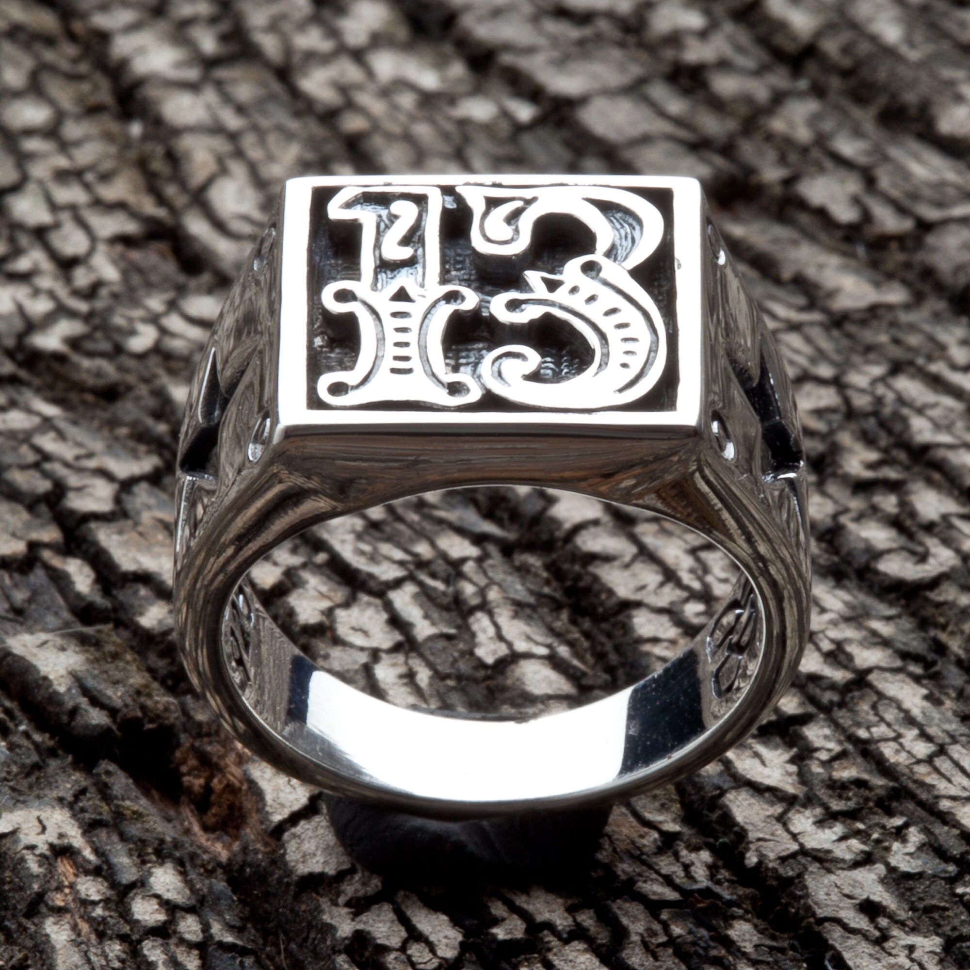 Sterling Silver Ring Biker Ring Number 13 Ring Silver - Etsy