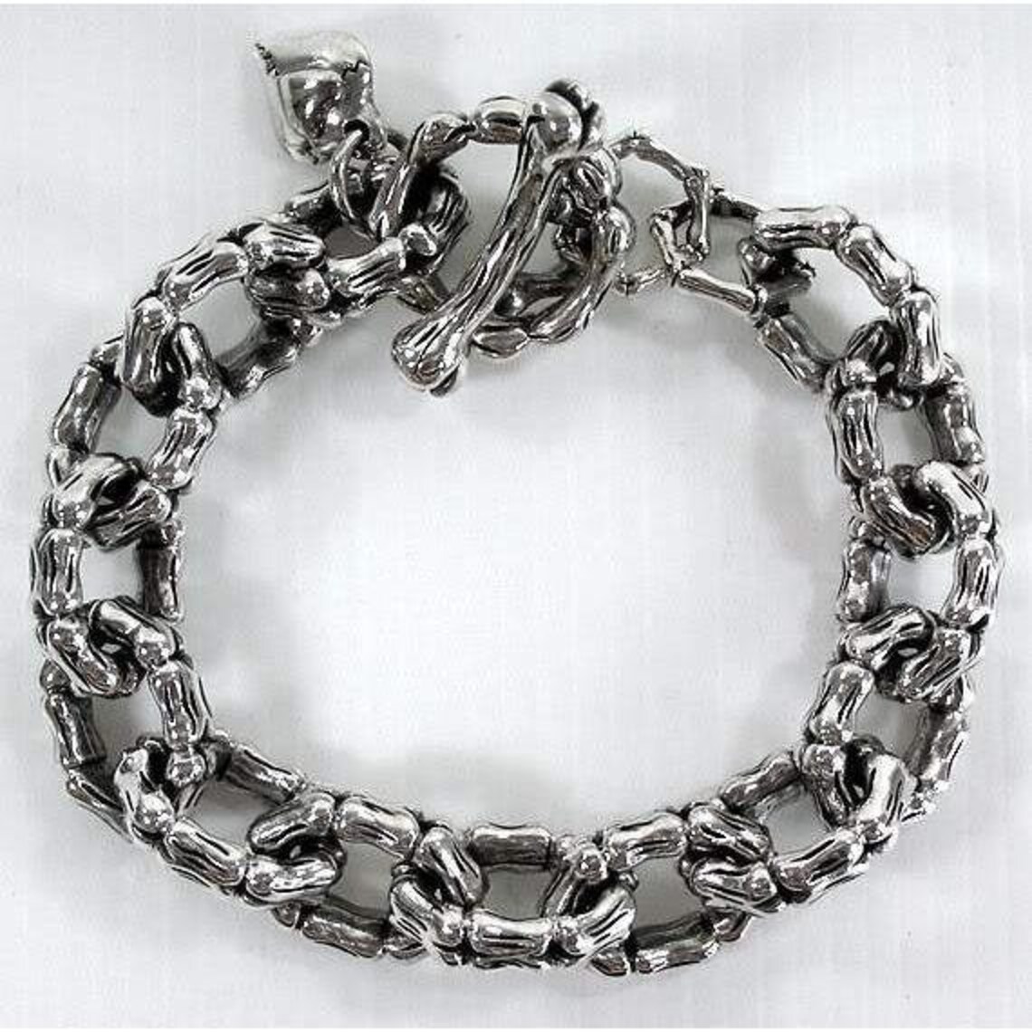 Sterling Silver Skull Skeleton Bone Men's Bracelet - Etsy