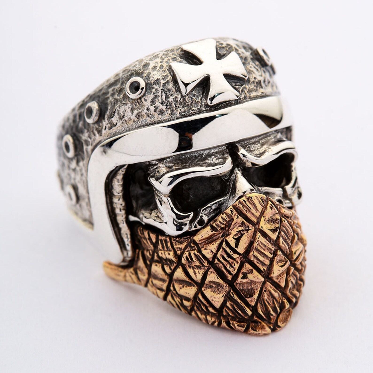 Bandana Biker Ring Skull Ring Bronze Sterling Silver Harley - Etsy