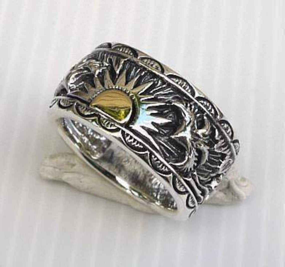 Silver Indian Ring 925 Sterling Silver Band Ring Men's - Etsy