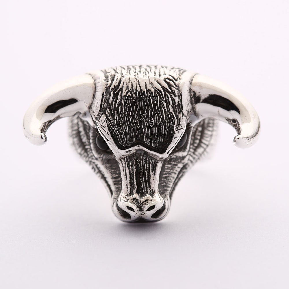 Taurus Ring Bull Ring Bull Head Animal Ring Sterling | Etsy