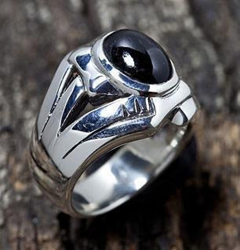 Men's Onyx Ring Sterling Silver Men's Ring 925 - Etsy