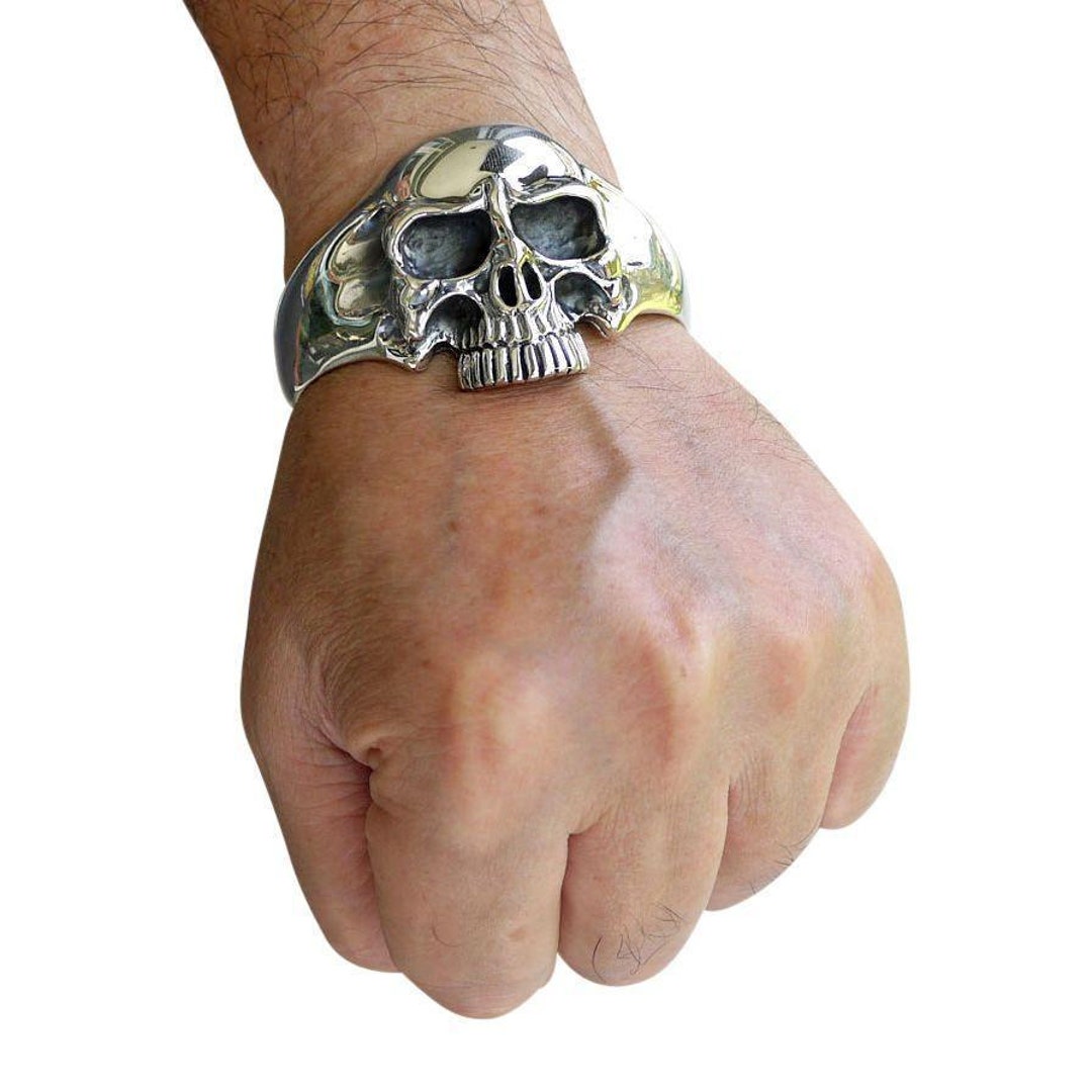 Sterling Silver Classic Men's Skull Cuff Biker - Etsy