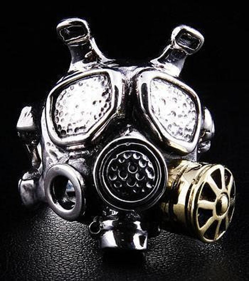 Gas Mask Ring Soldier Ring Army Ring Silver Military Ring | Etsy