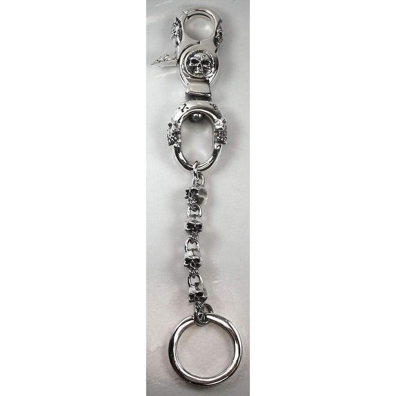 925 Sterling Silver Devil Skull Keychain Gothic Biker Key - Etsy