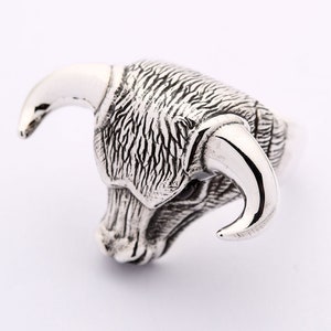 Taurus Ring, Bull Ring, Bull Head, Animal Ring, Sterling Silver Ring by ...