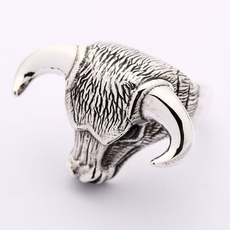 Taurus Ring Bull Ring Bull Head Animal Ring Sterling | Etsy