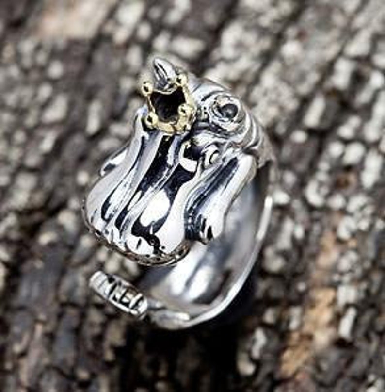 Hippopotamus Ring Hippo Ring Crown Ring Sterling Silver - Etsy