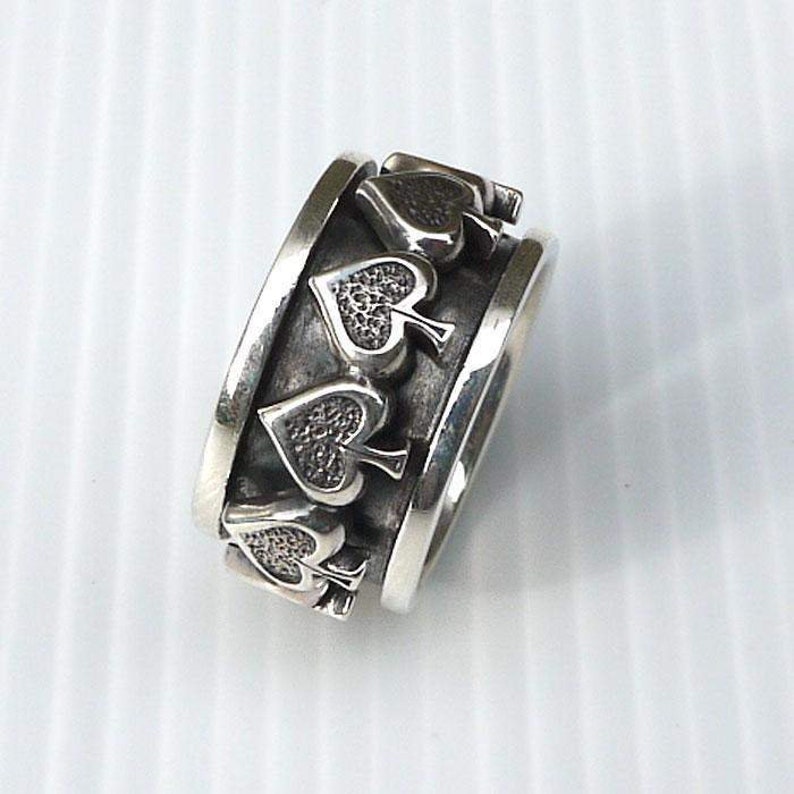 Sterling 925 Silver Spade Spinner Ring | Etsy