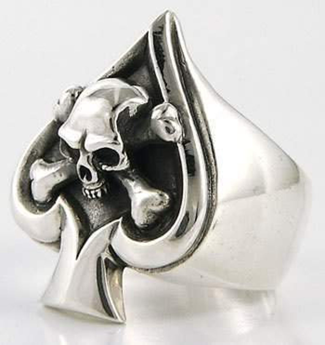Spade Crossbones Skull Ring Silver Skull Jewelry Spade Ring - Etsy