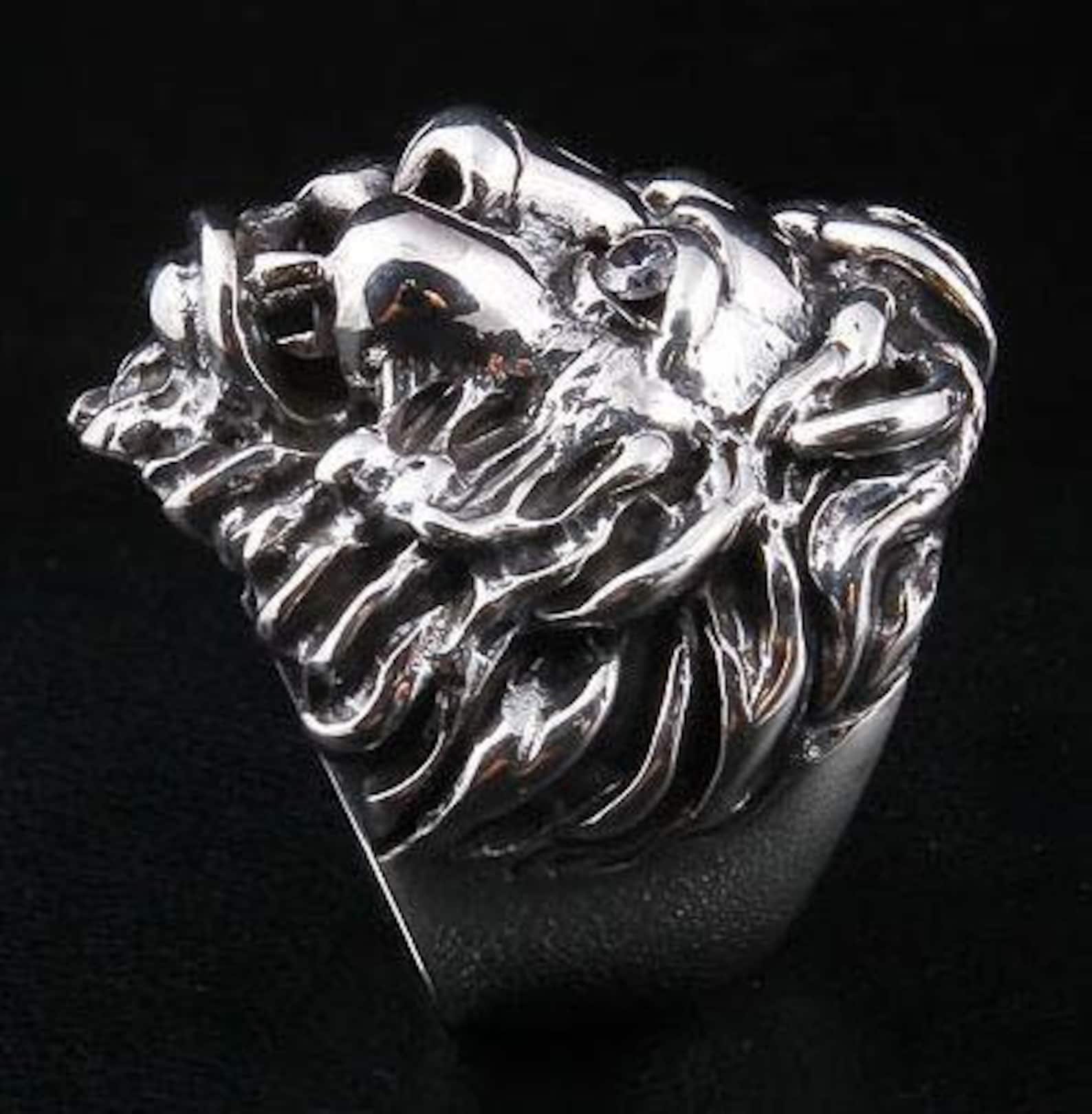 Silver Men's Ring Silver Animal Ring Lion Head Ring 925 | Etsy