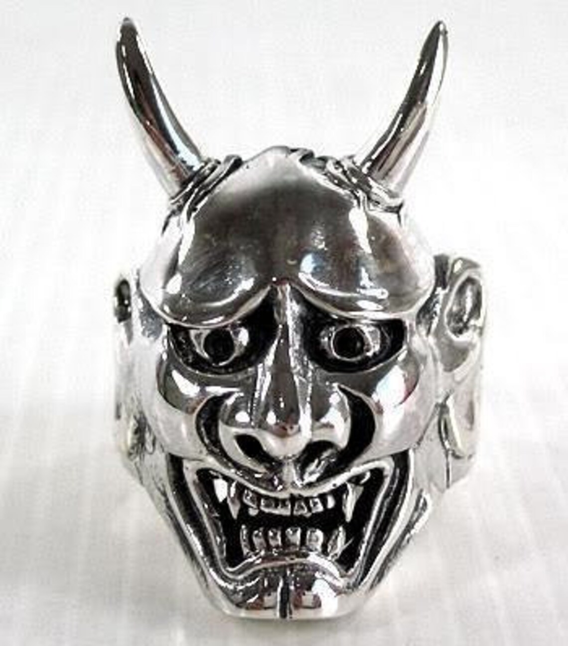 Oni Mask Ring Japanese Demon Ring Demon Mask Sterling | Etsy