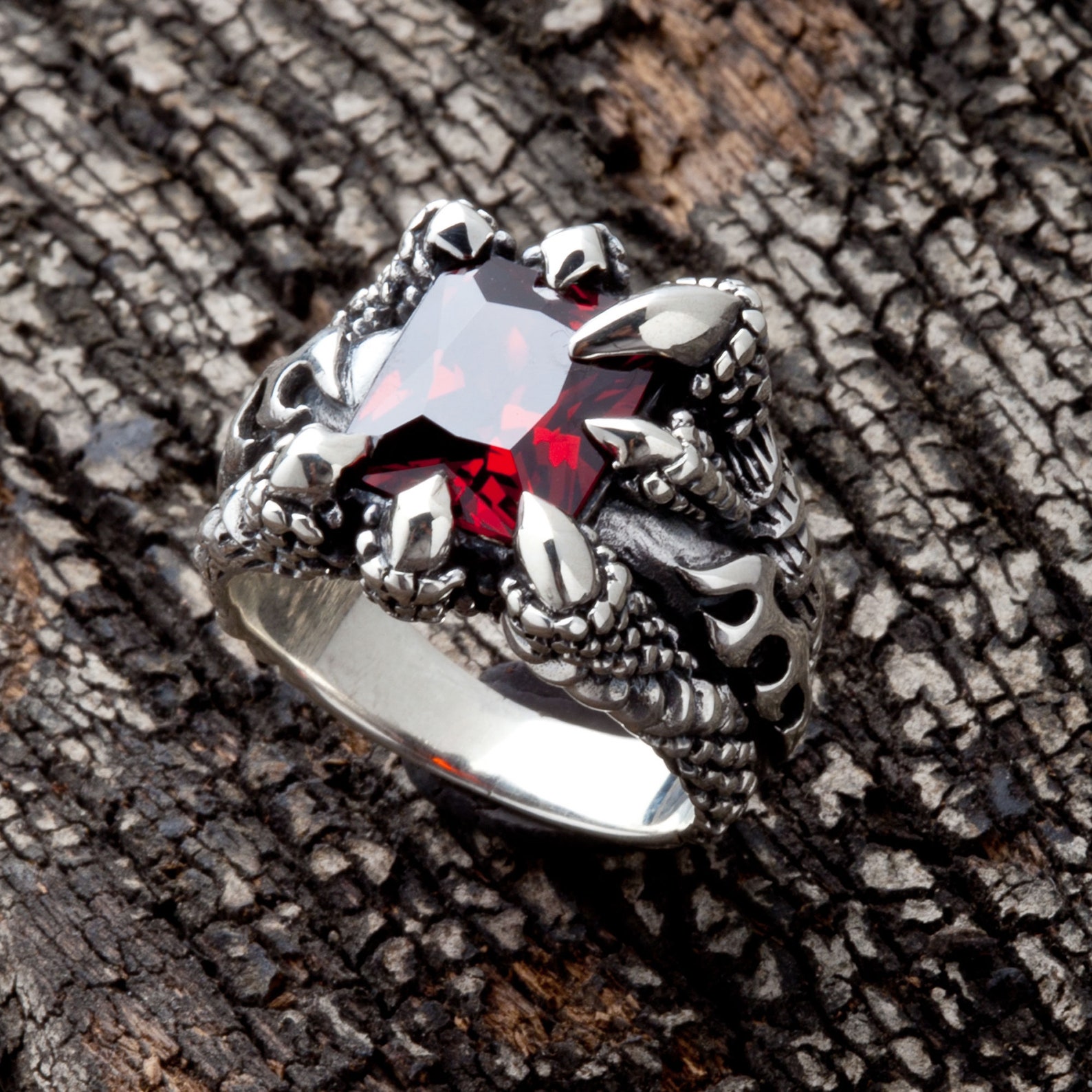 Silver Claw Rings Garnet Mens Rings Sterling Silver - Etsy