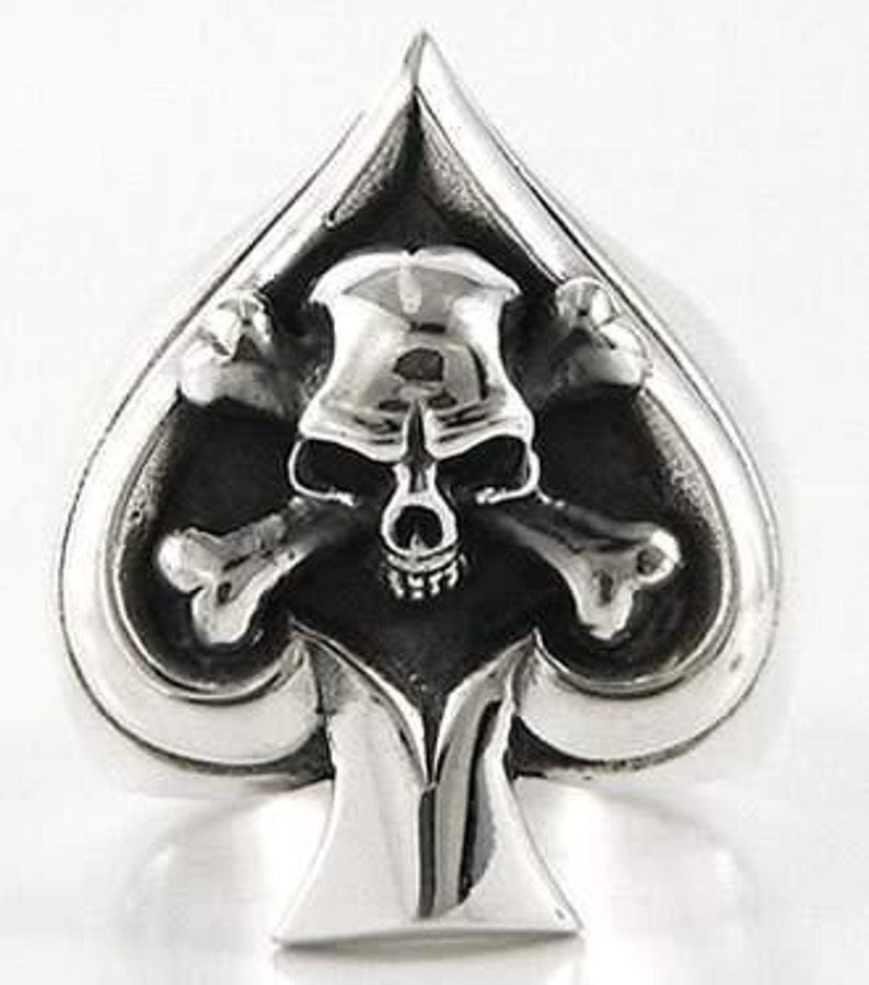 Spade Crossbones Skull Ring Silver Skull Jewelry Spade Ring - Etsy
