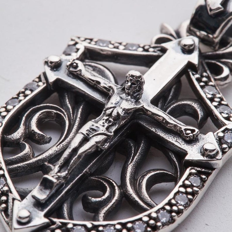Rocker Jesus Pendant Silver Men's Pendant Crucifix Cross - Etsy