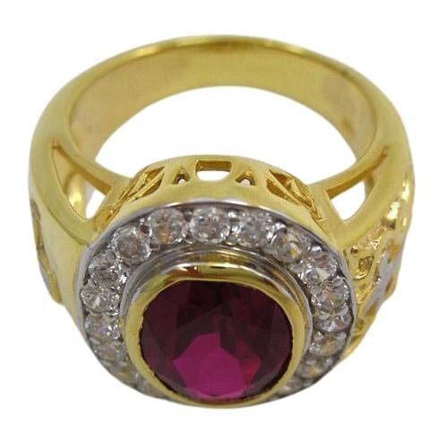 14K Yellow Gold Christian Ruby Mens Bishop Ring - Etsy