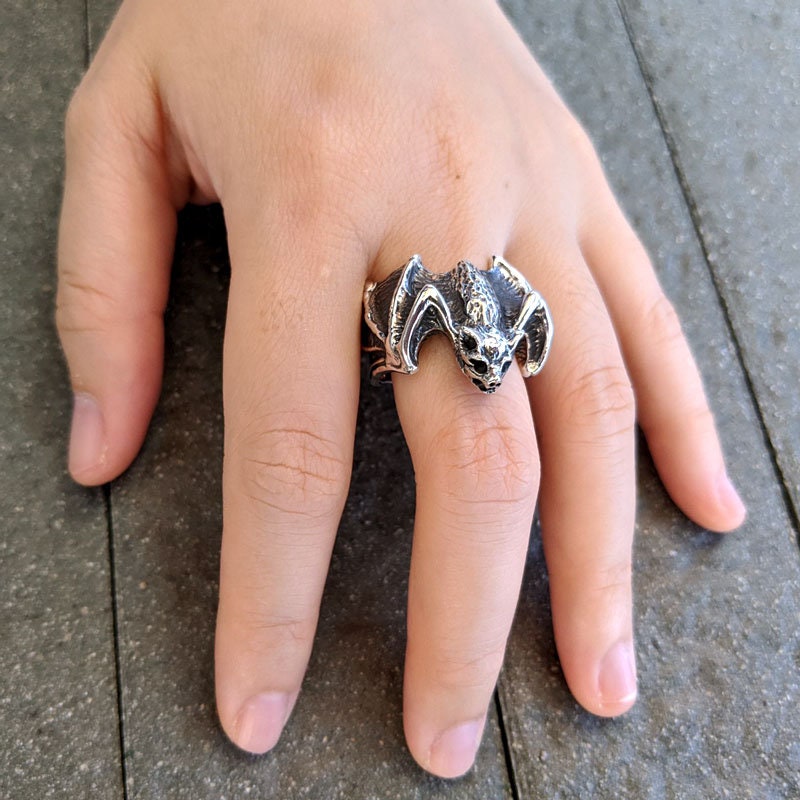 Bat Ring Sterling Silver Animal Ring Wings Ring Vampire | Etsy