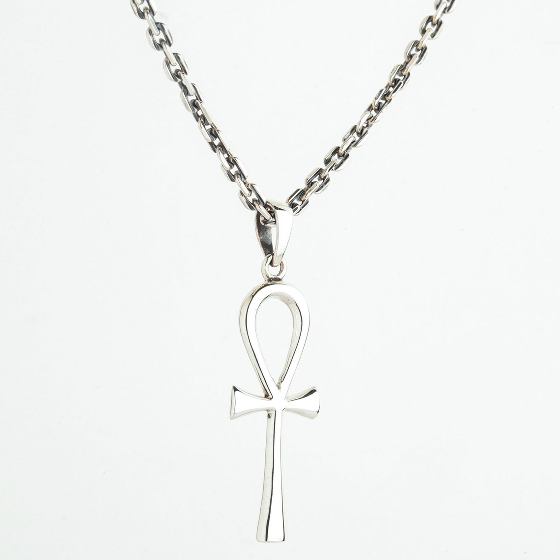 Silver Ankh Pendant Necklace by Sterlingmalee - Etsy