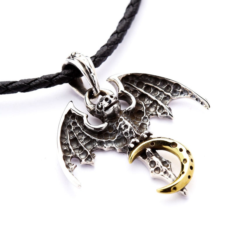Bat Pendant Sterling Silver Vampire Bat Gothic Pendant - Etsy