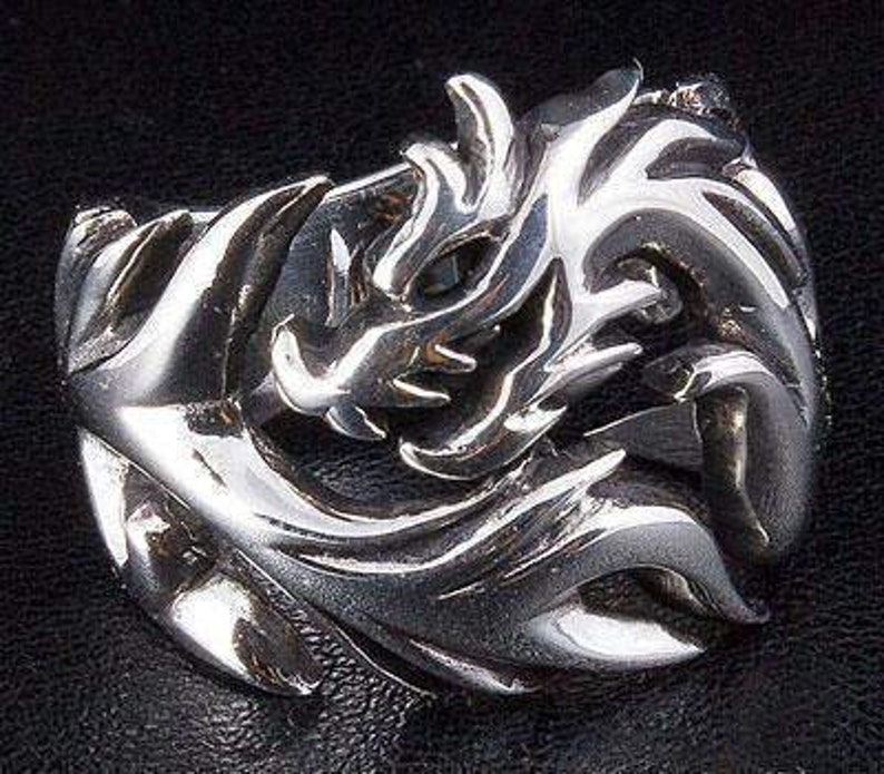 Silver Wolf Ring Dragon Ring Men's Tribal Ring Wolf - Etsy