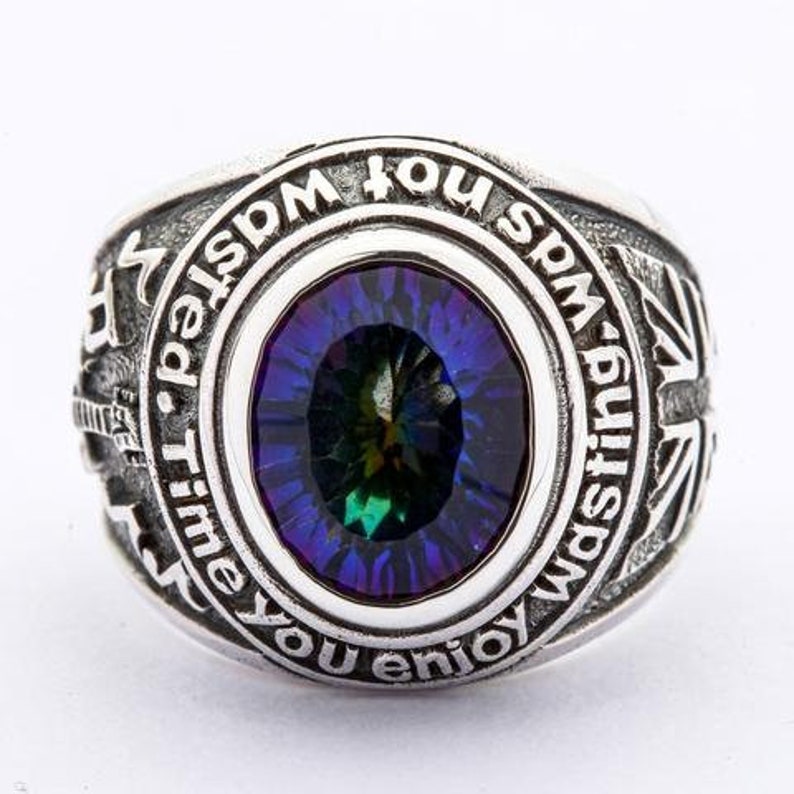 Union Jack Flag Ring Sterling Silver Mystic Quartz Men's | Etsy