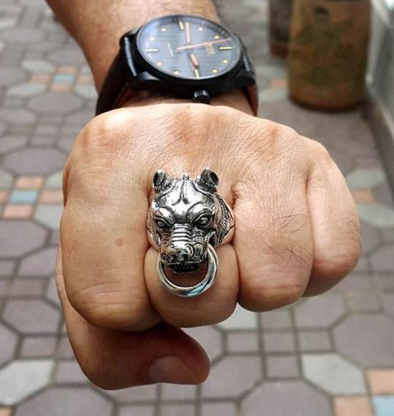 Pitbull Ring Dog Ring Dog Head Ring Animal Ring Silver | Etsy
