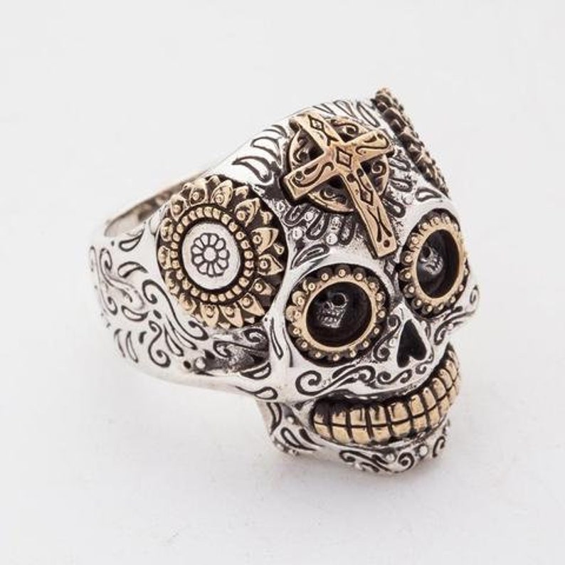 Sugar Skull Ring 925 Sterling Silver Mexican Skull Ring by | Etsy