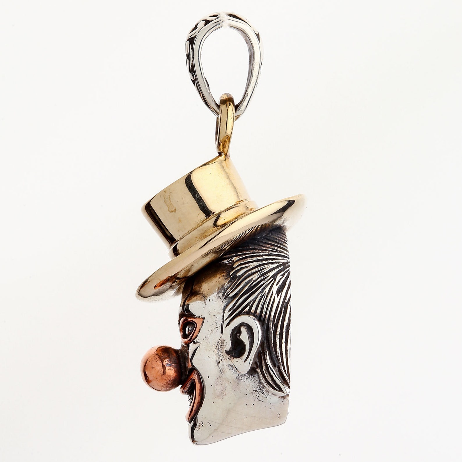 Clown Pendant Necklace Sterling Silver Joker Pendant Necklace | Etsy