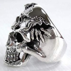 Devil Skull Ring, Sterling 925 Silver Skull Ring, Men's Silver Ring by ...