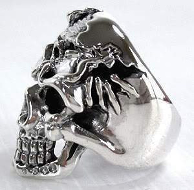 Devil Skull Ring Sterling 925 Silver Skull Ring Men's | Etsy