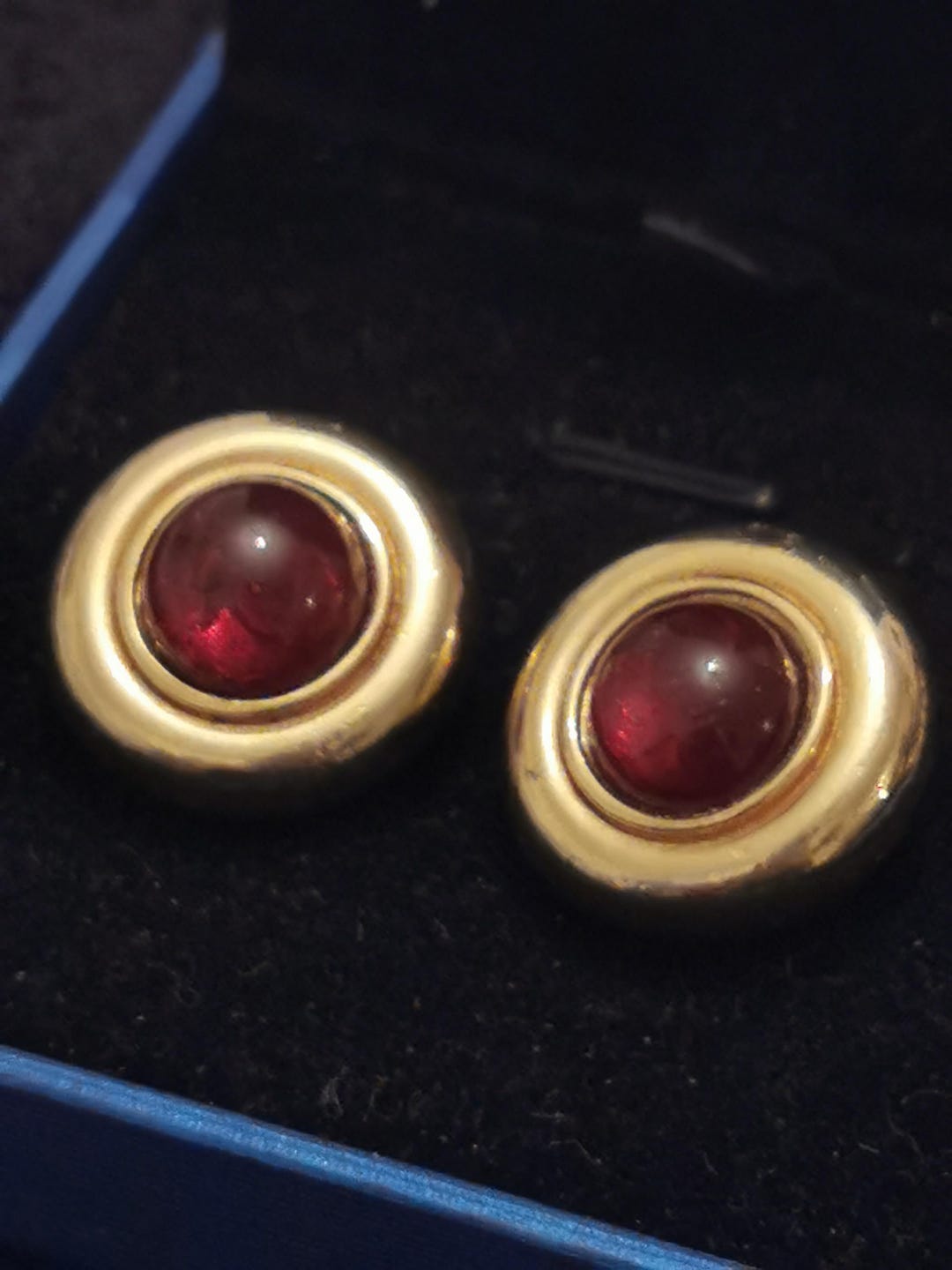 Nina Ricci Ear Clips With Red Stone, Gold Color - Etsy