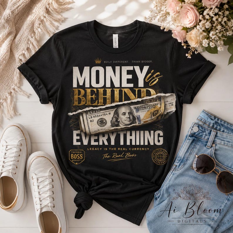 Money Behind Everything PNG | Luxury Streetwear Hustler Graphic Tee ...