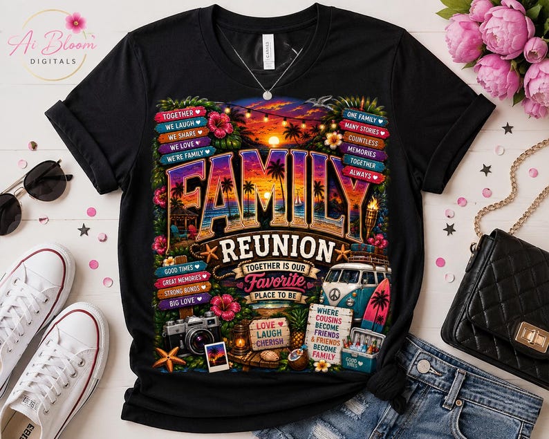 Family Reunion Tropical Sunset Design (canva Template Link) - Etsy