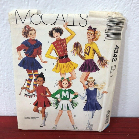Mccalls 4342 Girls Costume Pattern Jumper Cheer Dress Skirt | Etsy