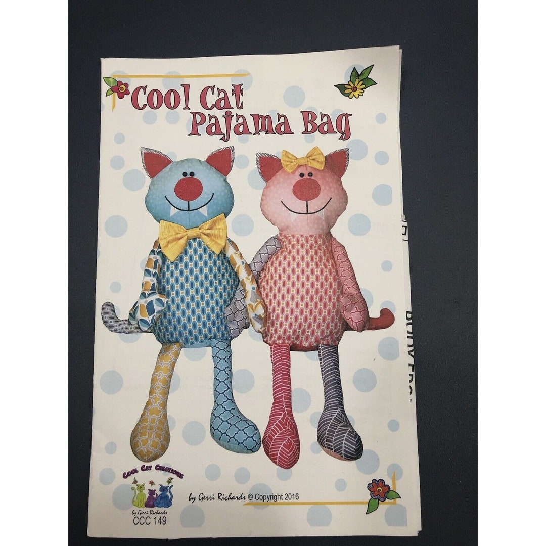 Cool Cat Pajama Bag Sewing Pattern by Gerri Richards - Etsy